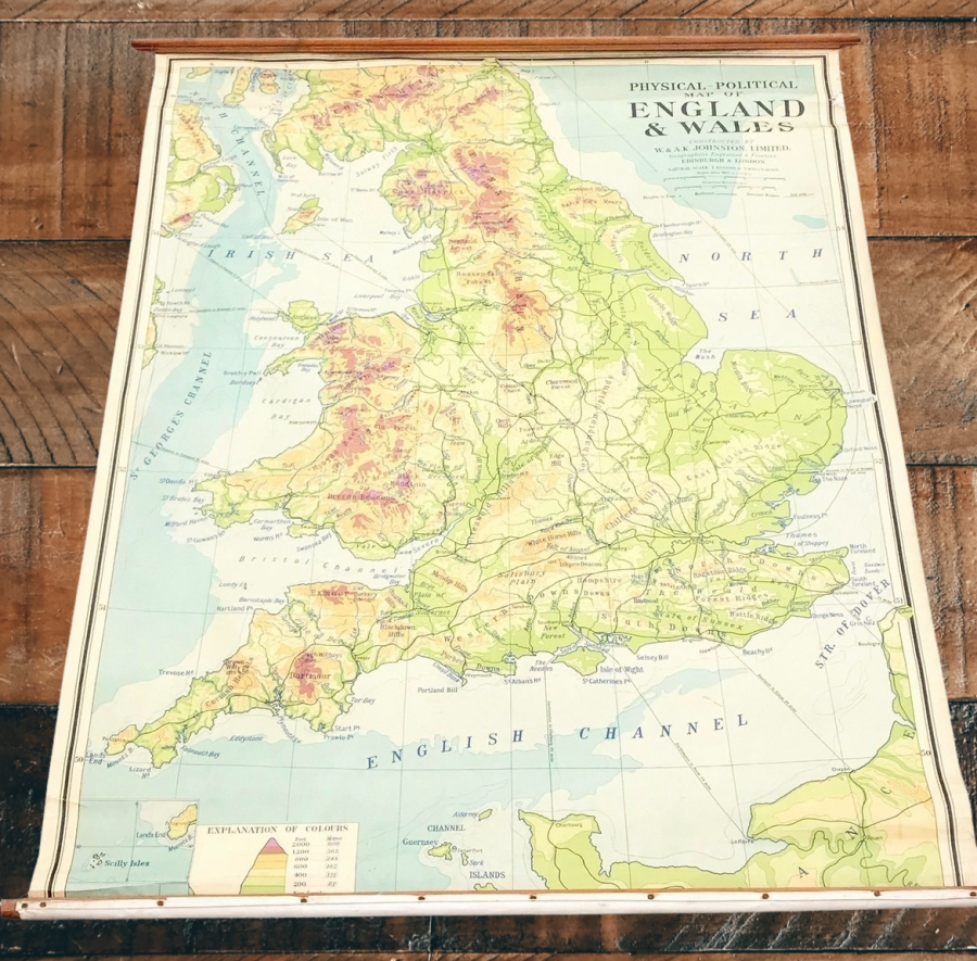 Wonderful old school map of England and Wales - Evie B Young At Heart
